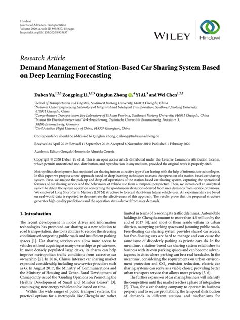 Pdf Demand Management Of Station Based Car Sharing System Based On Deep Learning Forecasting