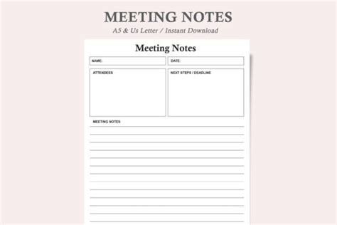Meeting Notes Planner Project Planner Graphic By Watercolortheme Creative Fabrica