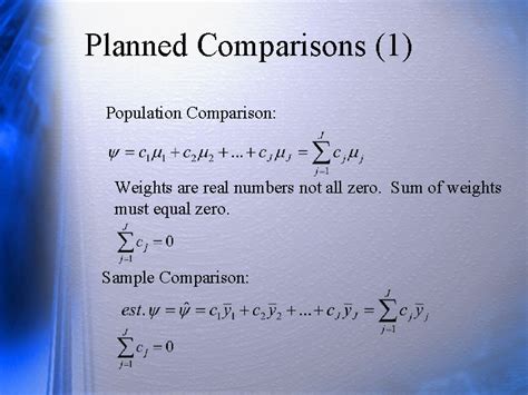 Comparing Cell Means Planned Comparisons Post Hoc Tests
