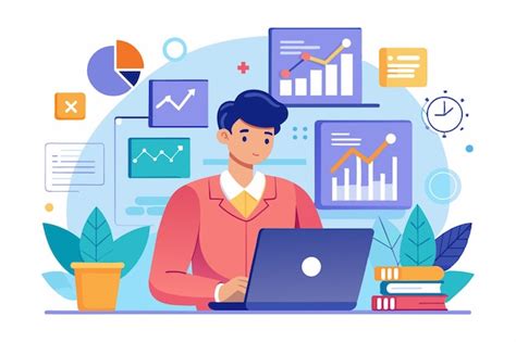 A Focused Analyst Examines Data Trends Using Charts And Graphs On A