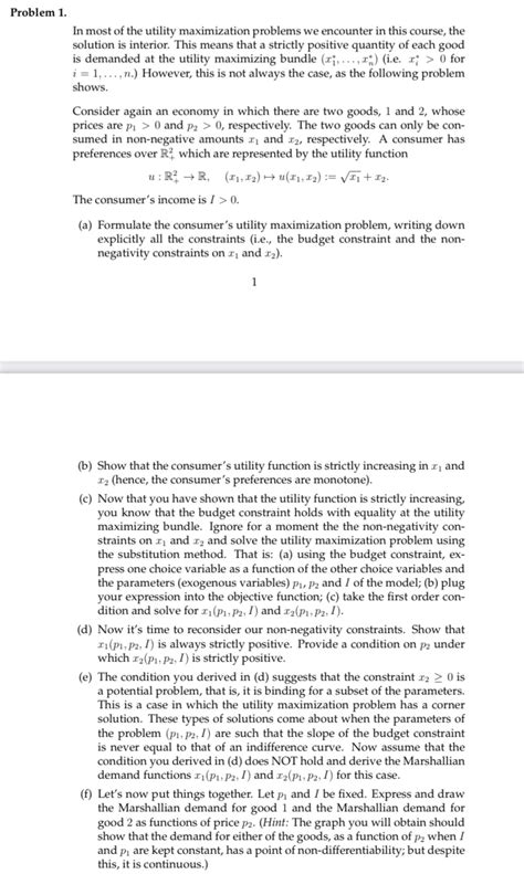 In Most Of The Utility Maximization Problems We