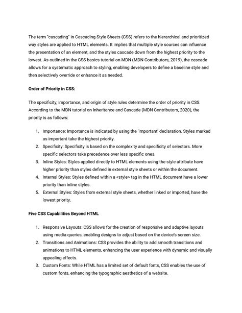 Cs 2205 Da 4 Web Programming The Term Cascading In Cascading Style