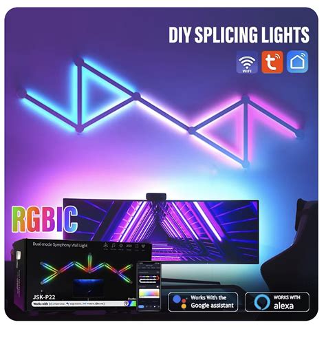 와이파이 Led 스마트 벽 램프 Rgbic 라이트 바 Diy 분위기 야간 조명 앱 음악 리듬 Tv 백라이트 침실 게임 룸 장식