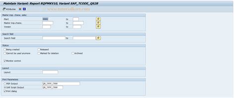 OQIU SAP Tcode Settings For Master Insp Characteristic List