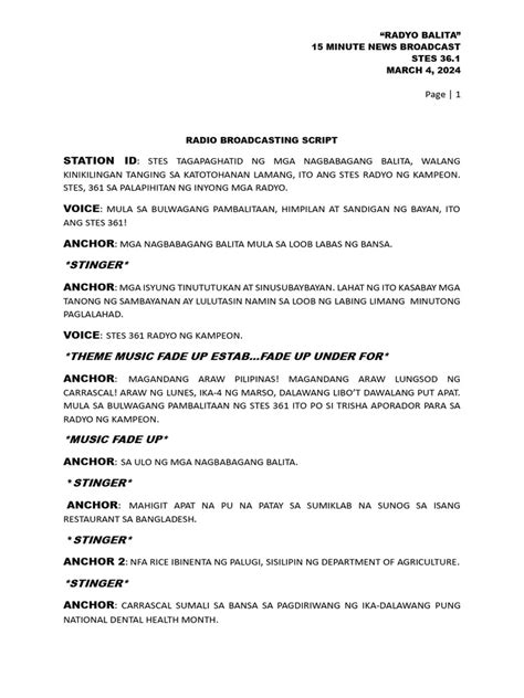 Radio Broadcasting Script Pdf Radio Broadcasting Script Pdf