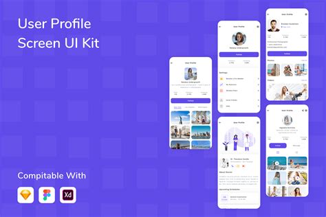 User Profile Screen Ui Kit Graphic By Betush Creative Fabrica