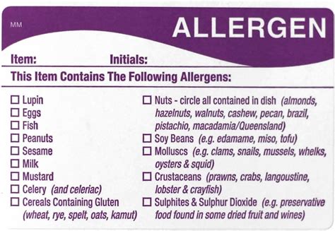 Food Allergen Warning Labels Roll Of 500 Food Labels To Denote Allergy Warnings 70mm X 50mm