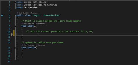 Simple Player Movement In Unity Setting Player Starting Position And