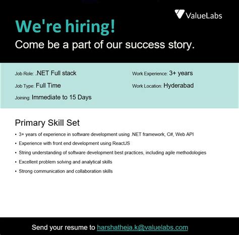 hiring valuelabs dotnetdevelopers dotnetfullstackdeveloper