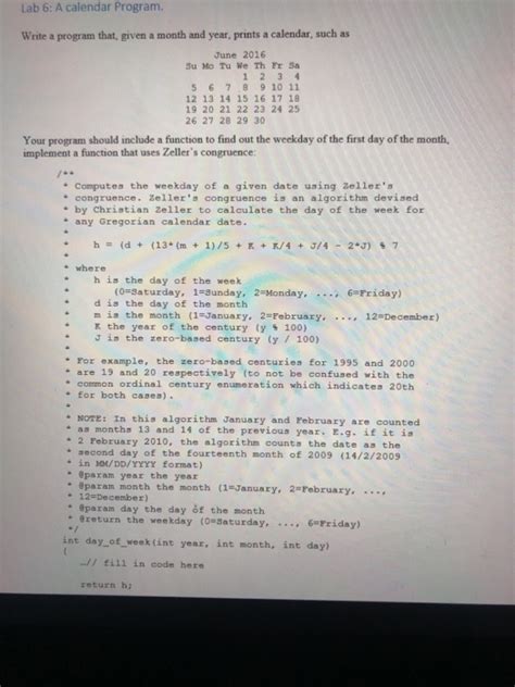 Solved Lab A Calendar Program Write A Program That Chegg Com
