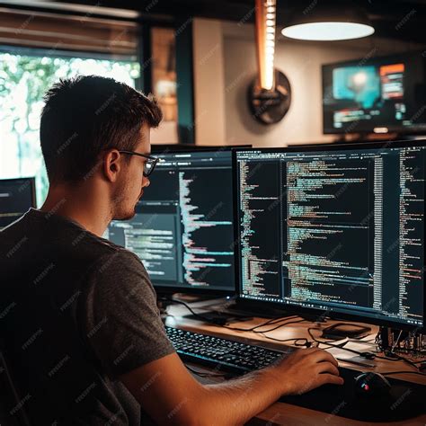 Desenvolvedor De Software Devops Codificação Programação Imagem Premium Gerada Com Ia