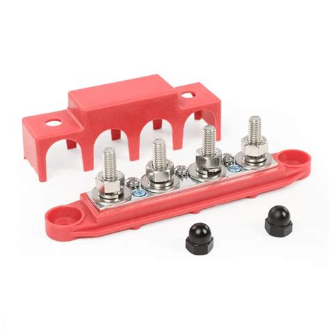 Crossdesign 4 Post Busbar Bus Bar Power Distribution Block 12v 250a With Cover 5 16 Red New
