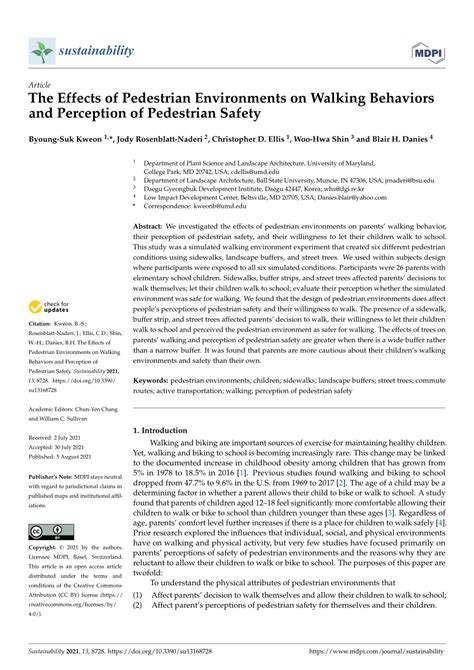 Pdf The Effects Of Pedestrian Environments On Walking Behaviors And