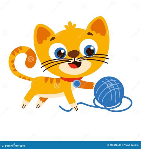 Gato Jugando Dibujando Lindo Gato Jugando Ilustración De Dibujos