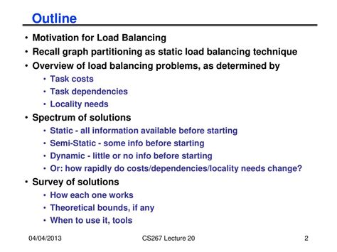 Cs 267 Applications Of Parallel Computers Dynamic Load Balancing Ppt