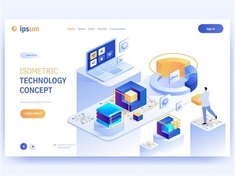 premium vector vector landing page of isometric technology concept