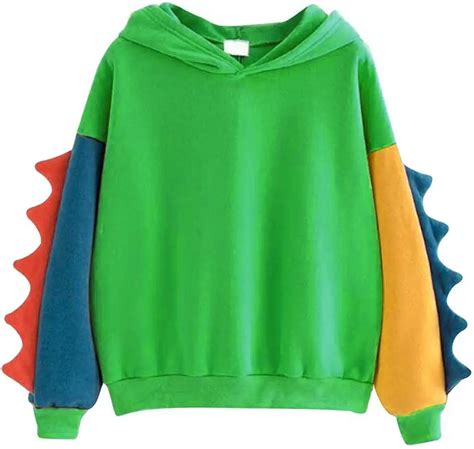 پیراهن دایناسور برای دختران نوجوان Hoodies ناز آستین بلند پیراهن کش