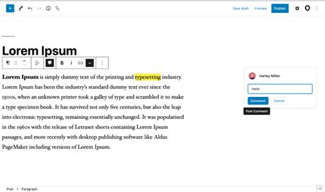 how to add inline comment in wordpress