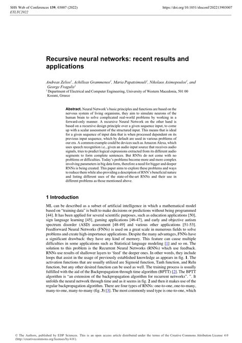 pdf recursive neural networks recent results and applications