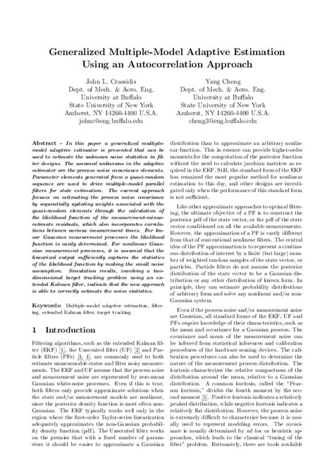 pdf generalized multiple model adaptive estimation using an