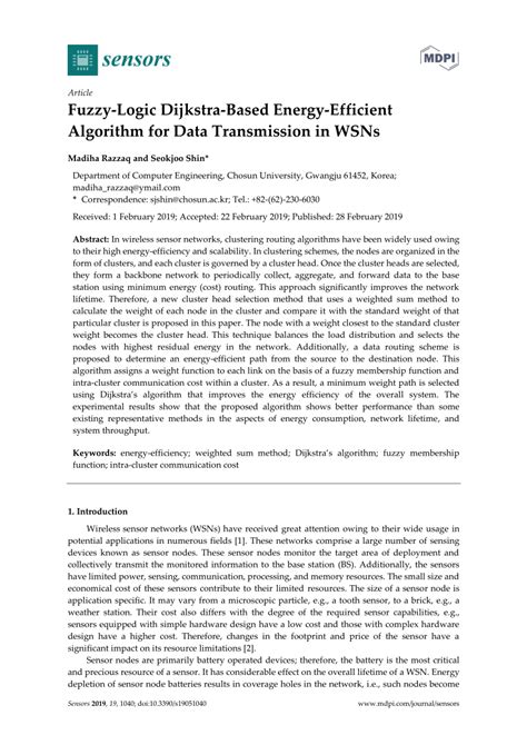 Pdf Fuzzy Logic Dijkstra Based Energy Efficient Algorithm For Data