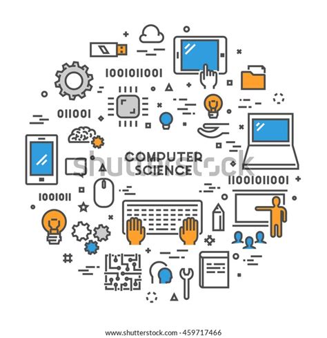 Line Web Concept Computer Science Vector Stock Vector Royalty Free 459717466 Shutterstock