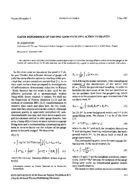 Pdf Gauge Dependence Of The One Loop Effective Action In Gravity