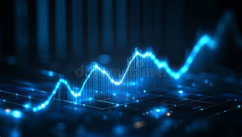Ascending Light Blue Graph Line On Dark Blue Gradient Background Symbolizing Dynamic Upward