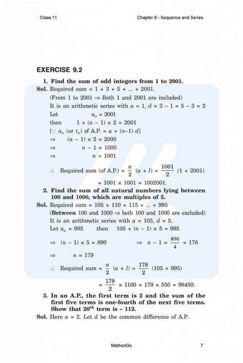 Ncert Solutions For Class 11 Maths Chapter 9 Exercise 9 2 Mathongo