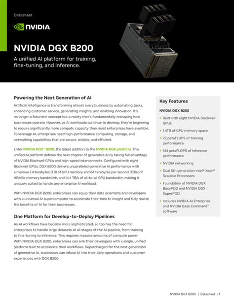 Nvidia Dgx B200 Datasheet