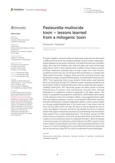 Pdf Pasteurella Multocida Toxin Lessons Learned From A Mitogenic Toxin