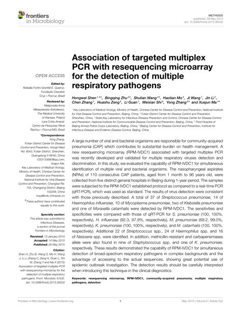 Pdf Association Of Targeted Multiplex Pcr With Resequencing Microarray For The Detection Of