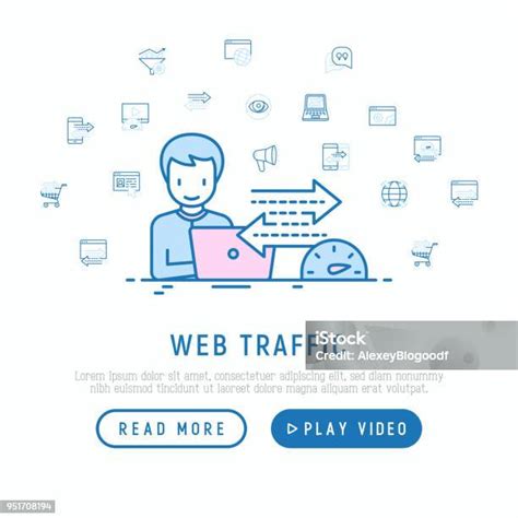 Analis Web Memantau Kecepatan Lalu Lintas Web Dan Konsep Pertumbuhan Penjualan Dengan Ikon Garis