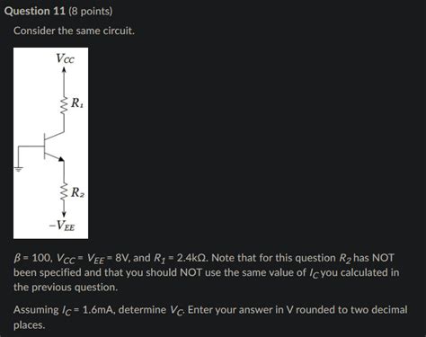 Solved Question Points Consider The Same Circuit Vcc Chegg