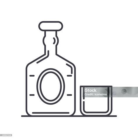 이전 위스키 아이콘 선형 격리 된 그림 얇은 선 벡터 웹 디자인 기호 흰색 배경에 편집 가능한 스트로크와 개요 개념 기호 Gin Tonic에 대한 스톡 벡터 아트 및 기타