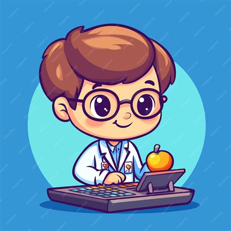 Cute Physicist Calculating Formulas Cartoon Vector Premium Ai