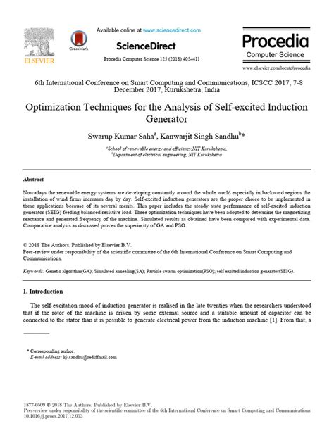Optimization Techniques For The Analysis Of Self E Pdf Genetic Algorithm Mathematical