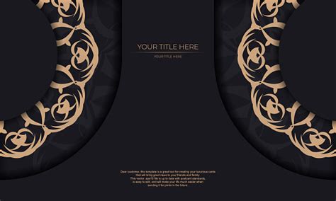 빈티지 패턴으로 인쇄 가능한 초대 장을 디자인하기 위한 템플릿 고급스러운 장식과 텍스트 아래에 배치 블랙 배너 템플릿 0명에