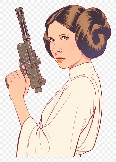 Princess Leia Princess With Blaster In Animated Style PNG 2936x4100px Princess Leia