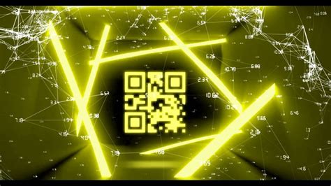 animation of flickering qr code over connections with numbers and neon