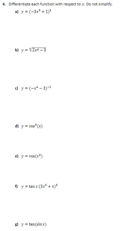 solved differentiate each function with respect to x ﻿do