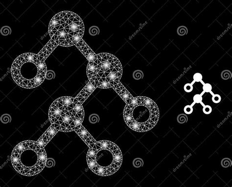 Vector Mesh Net Binary Nodes With Magic Network Flares Stock Vector