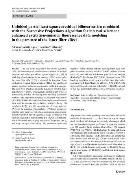 Pdf Unfolded Partial Least Squaresresidual Bilinearization Combined