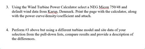 Solved Using The Wind Turbine Power Calculator Select A Chegg