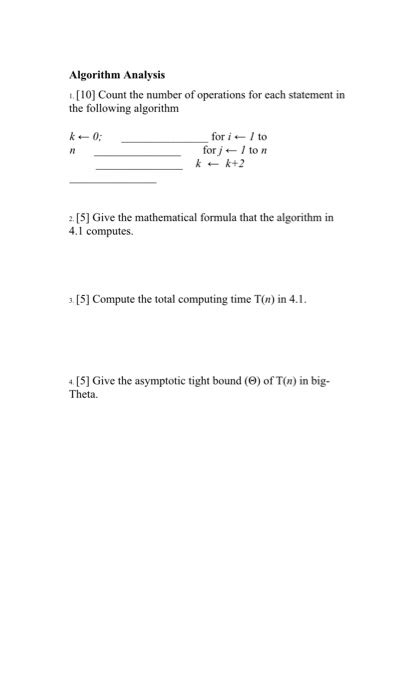 Solved Count The Number Of Operations For Each Statement The