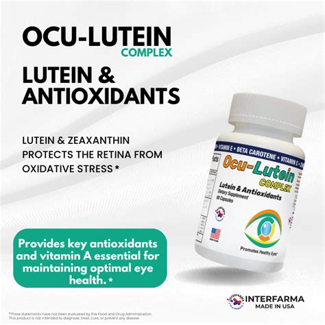Lutein Supplement For Eye Health Ocu Lutein Complex Interfarma Usa