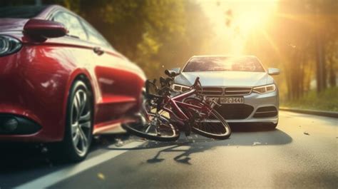 Premium Photo Traffic Accident Bicycle On The Road After A Car Hit A