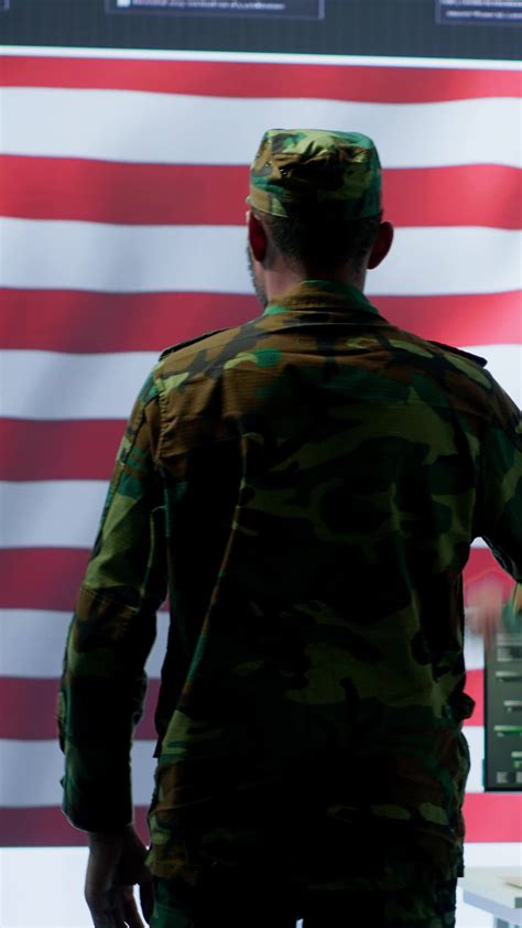 Vertical American Military Personnel Supervising Cyber Warfare Activity