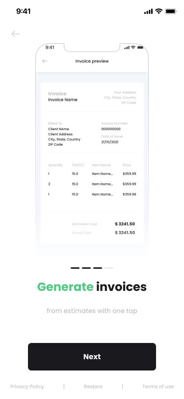 Invoice Maker Estimate IOS Source Code Application Swift Template By Novlasoft