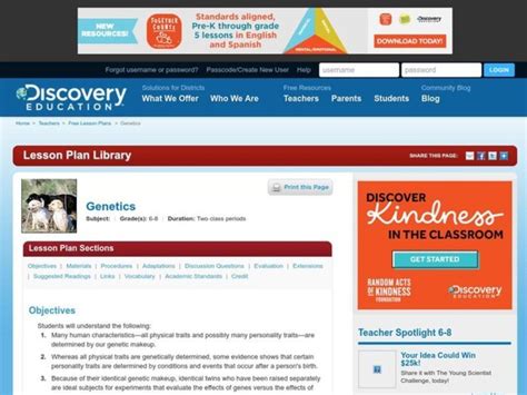 Genetics Lesson Plan For 6th 8th Grade Lesson Planet